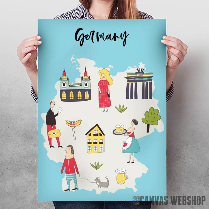 Ilustrovana mapa Nemačke - klasičan poster