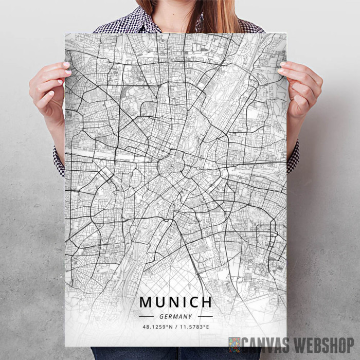 Minhen mapa - white - klasičan poster