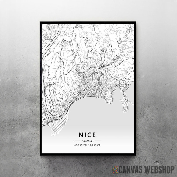 Nica mapa - white - uramljen poster