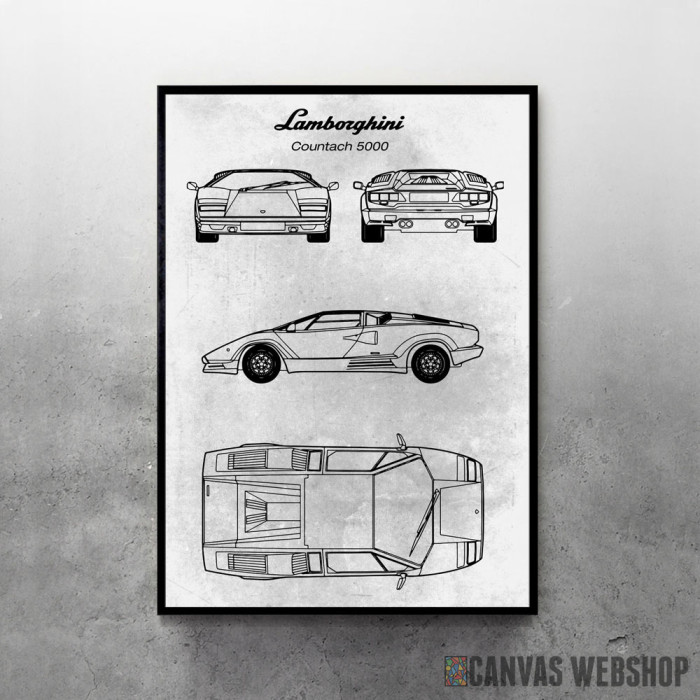 No114 Lambo Countach 5000 - uramljen poster