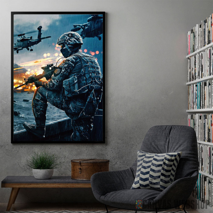 Battlefield modern soldier - uramljen poster