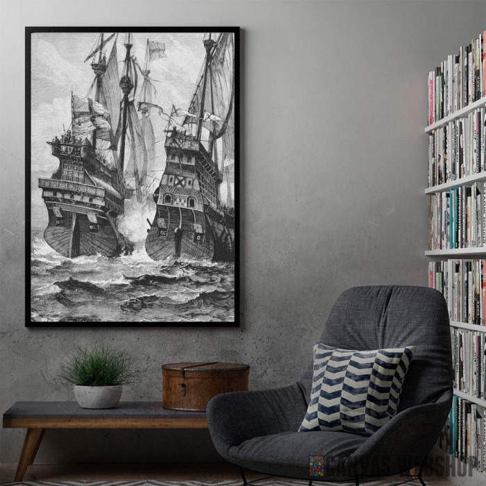 British Navy Vs Pirates - uramljen poster