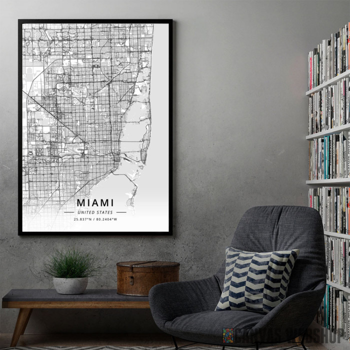 Majami mapa - white - uramljen poster