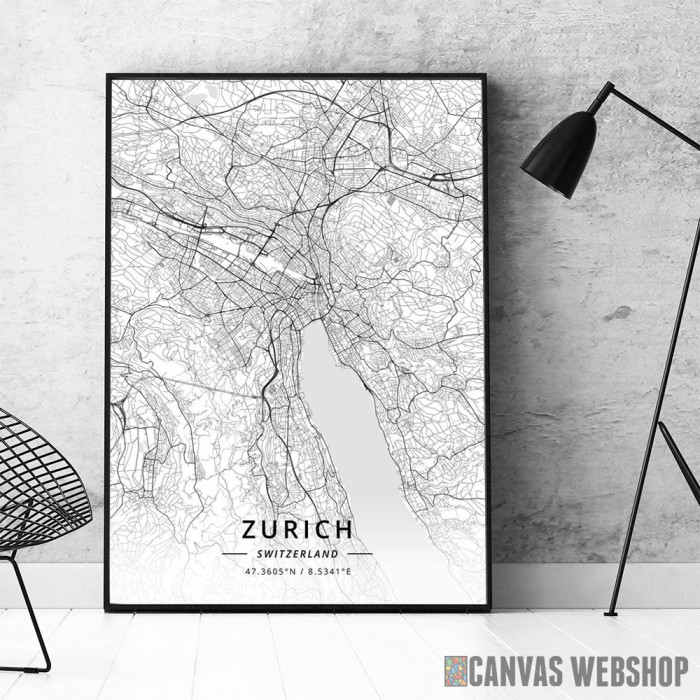 Cirih mapa - white - uramljen poster