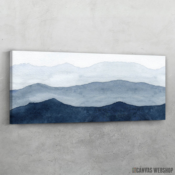 Indigo apstrakcija vodene boje - panorama slika