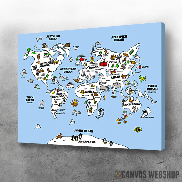 Dečija mapa sveta - slika na platnu