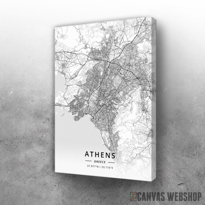 Atina mapa - white - slika na platnu
