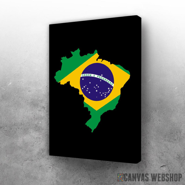 Brazil - mapa i zastava - slika na platnu