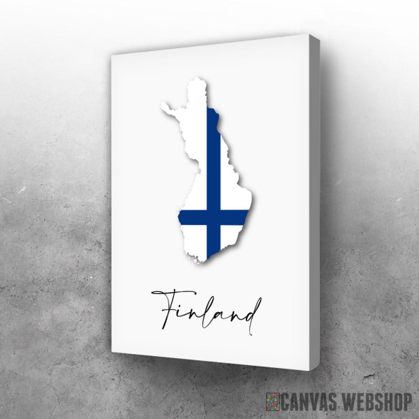 Finska - mapa i zastava - slika na platnu