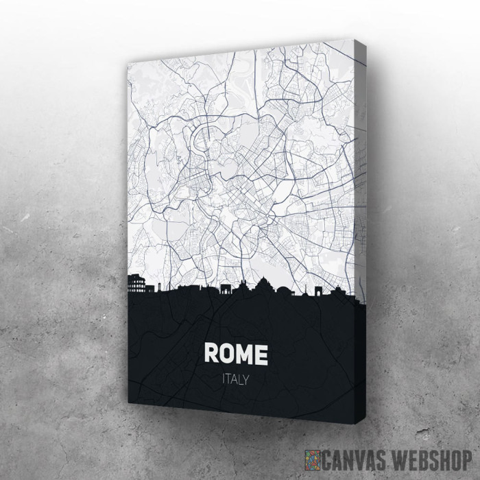 Rim mapa i silueta grada - slika na platnu