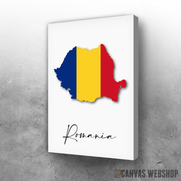 Rumunija - mapa i zastava - slika na platnu