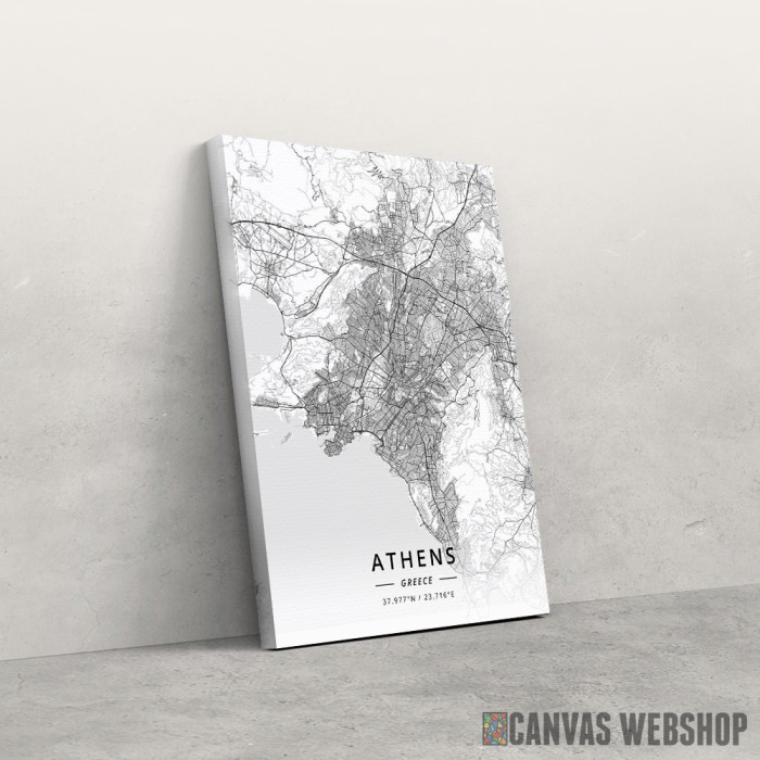 Atina mapa - white - slika na platnu