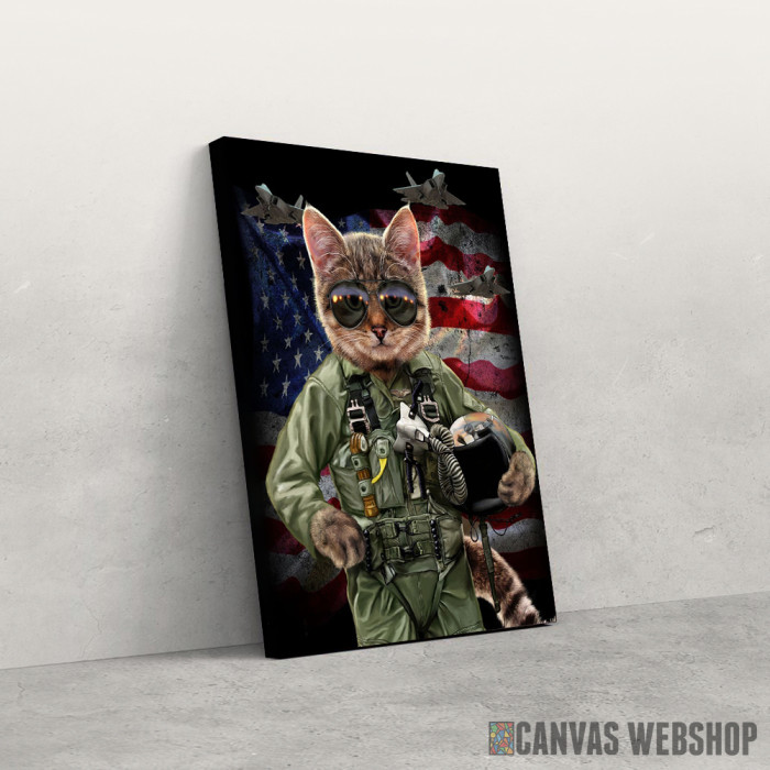 Cat Pilot in the Air Force - slika na platnu