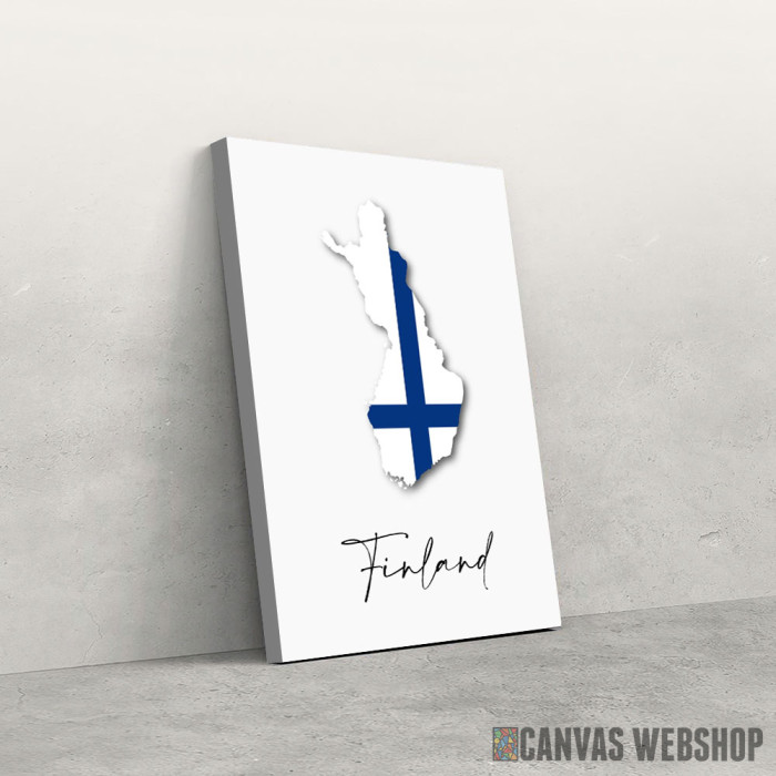 Finska - mapa i zastava - slika na platnu
