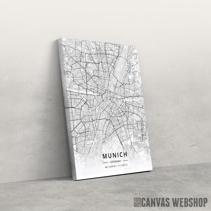 Minhen mapa - white - slika na platnu
