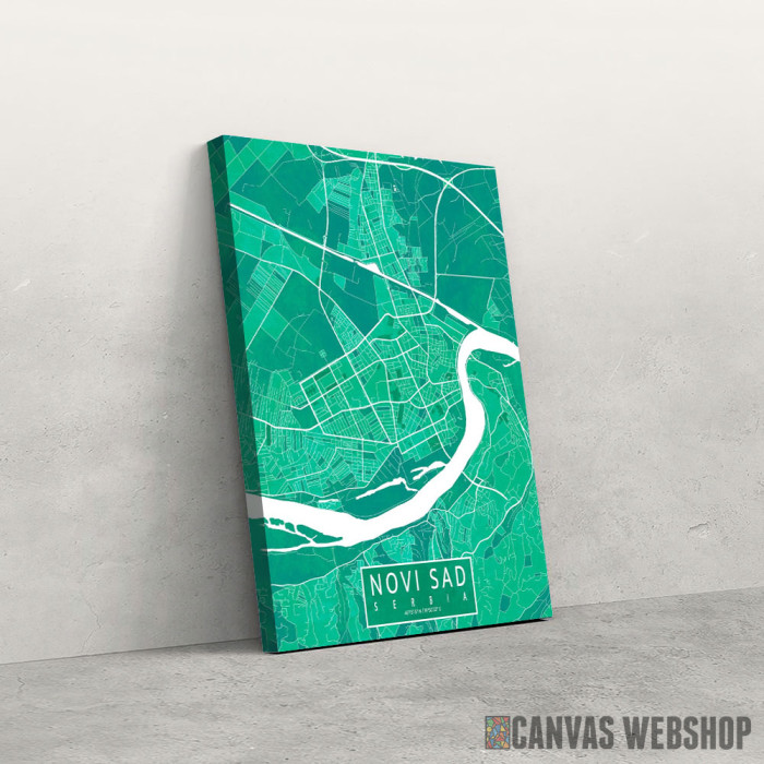 Novi Sad mapa - zeleno - slika na platnu