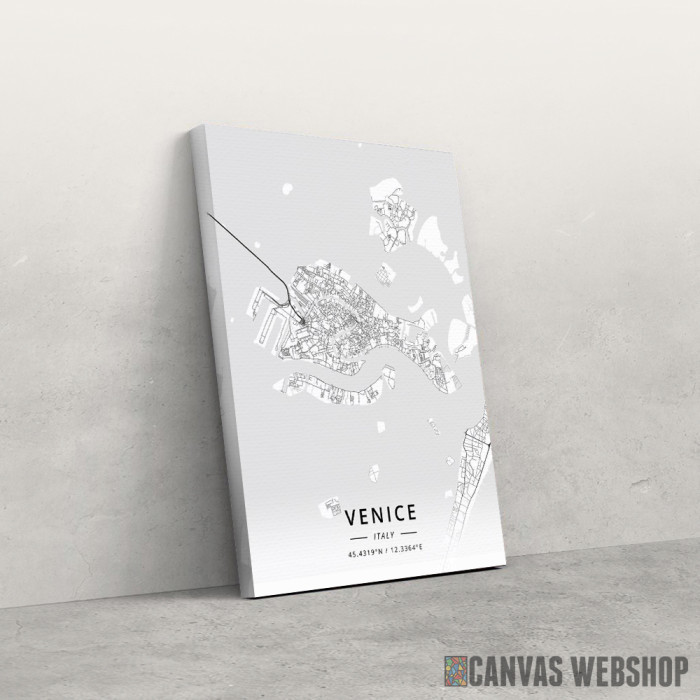 Venecija mapa - white - slika na platnu