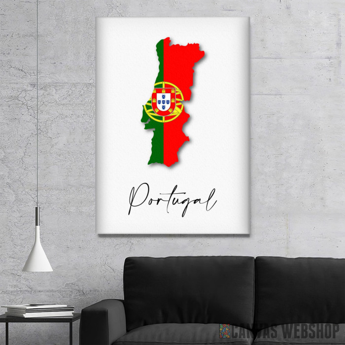 Portugal - mapa i zastava - slika na platnu